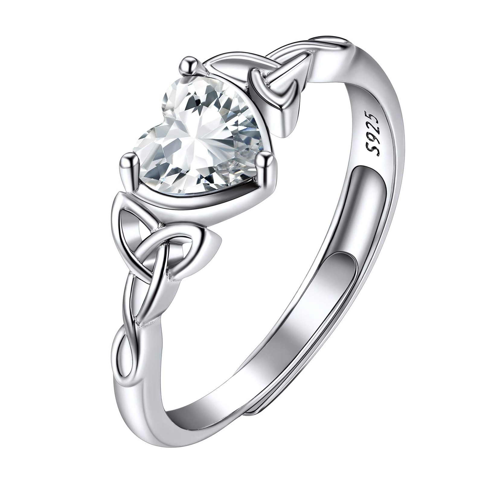 April Birthstone Rings Sterling Silver, Solitaire Cubic Zirconia ...