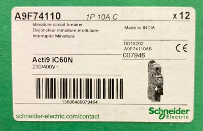 SCHNEIDER ELECTRIC A9F74110 Single Pole 10 AMP Acti9 Icon Circuit ...