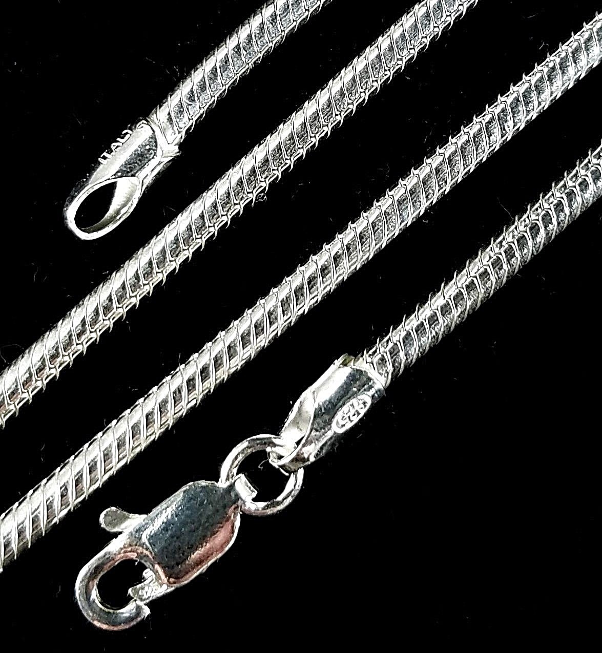 2.5MM Solid 925 Sterling Silver Italian ROUND SNAKE Chain Necklace Made ...