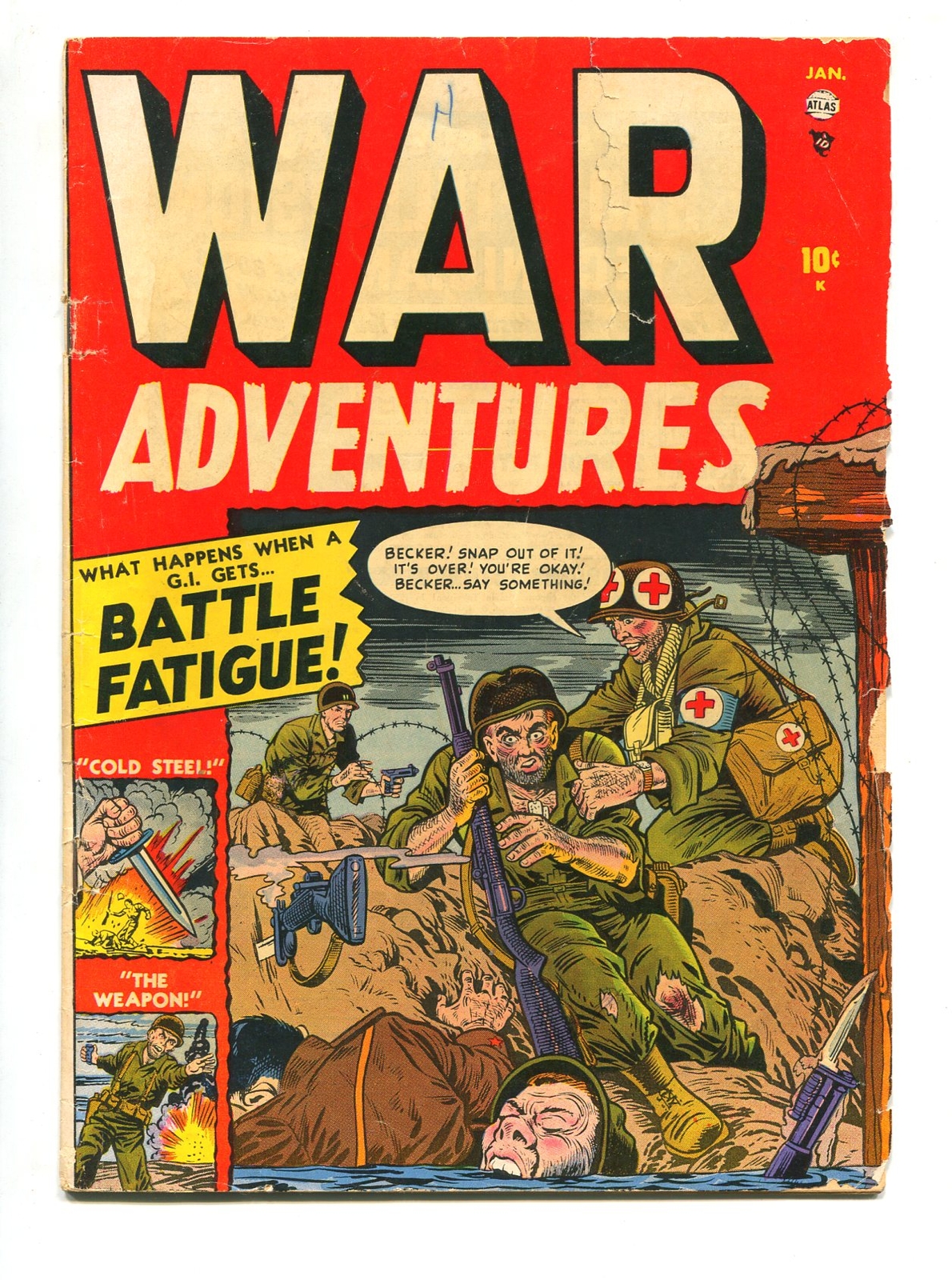 WAR ADVENTURES #1 Shell Shock cover! 1952-ATLAS-GEORGE TUSKA-G/VG | eBay
