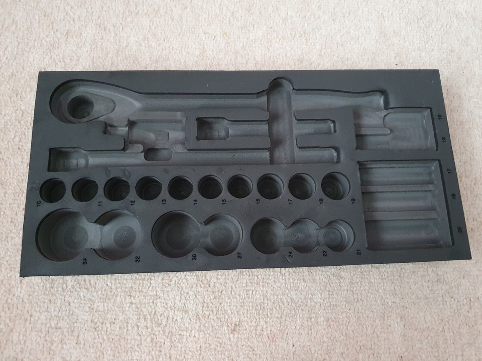 Halfords Advanced 1/2" Drive Socket set tool storage Foam tray shadow ...