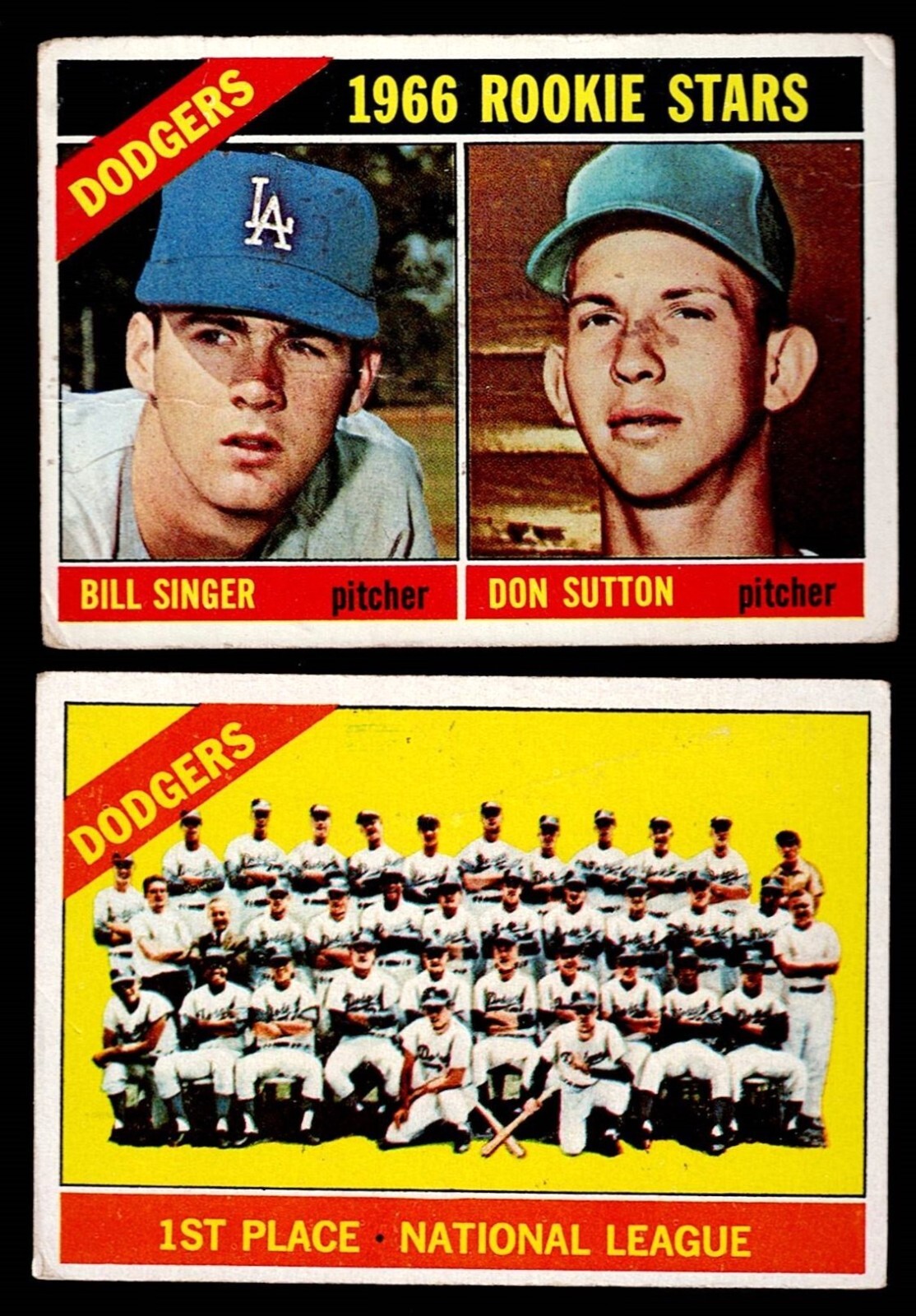 Dodgers Set : 1966 Topps #288 Don SUTTON, Bill Singer RC & #238 Team TC ...