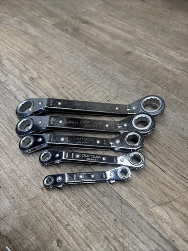 Craftsman Tools USA 5pc Offset Ratcheting Box End Wrench Set, SAE 1/4 ...