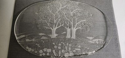 Large Glass Vintage Swedish Kosta Boda Tree Meadows Charcuterie Tray ...