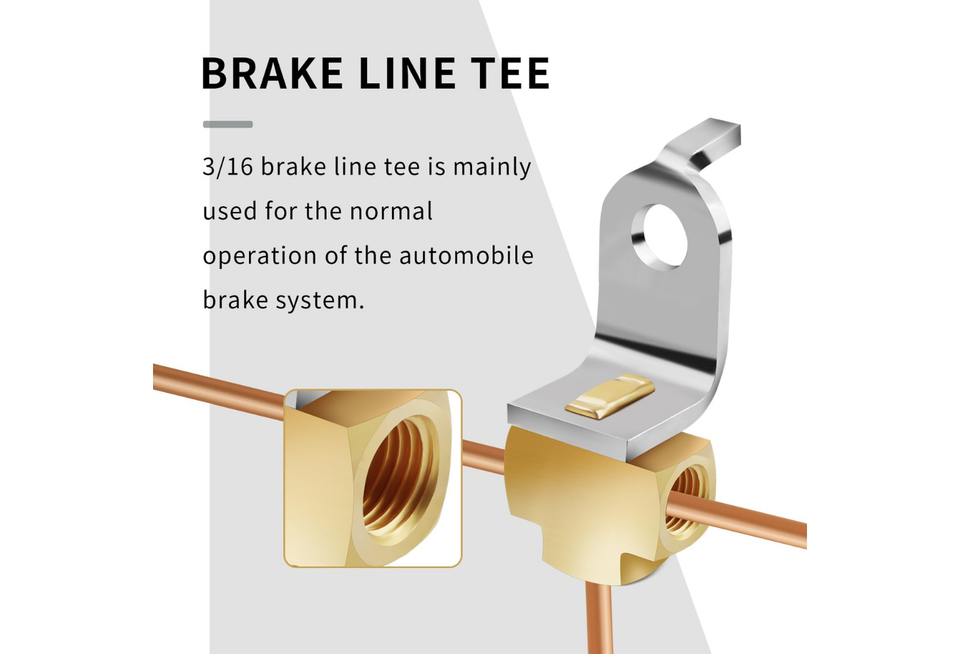 Brass 3-Way Brake Line Tee Fitting 3/16"-3/8"-24 Threads | eBay