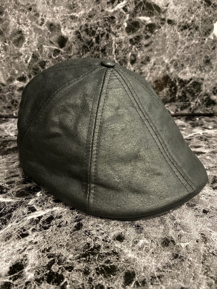 Boston Scally Company SCRAPYARD Black Faux Leather Cap Size M/L (Sold ...