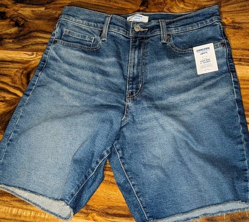 Levi's Denizen Womens Mid Rise Rolled Hem Bermuda Jean Shorts Dark Wash ...