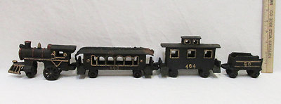 Vintage Cast Iron Train Locomotive Passenger Cars & Coal Cart 4 Pcs. | eBay