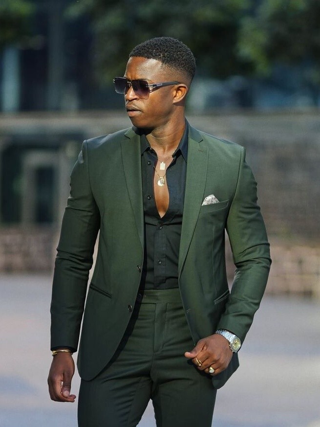 Slim Fit Men Suits 2 Pcs Wedding Groom Tuxedos Pants Formal Business ...