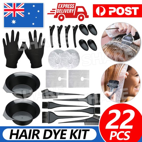 22X DIY Tint Hair Dye Kit Brush Colour Salon Bleach Bowl Comb Coloring ...