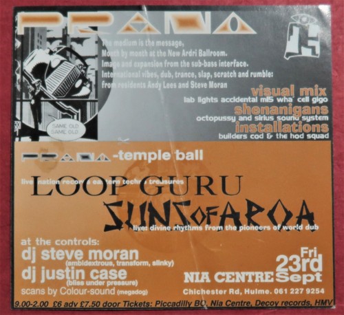 LOOP GURU/SUNS OF ARQA @ NIA CENTRE, Sep 94 dance flyer Manchester club ...