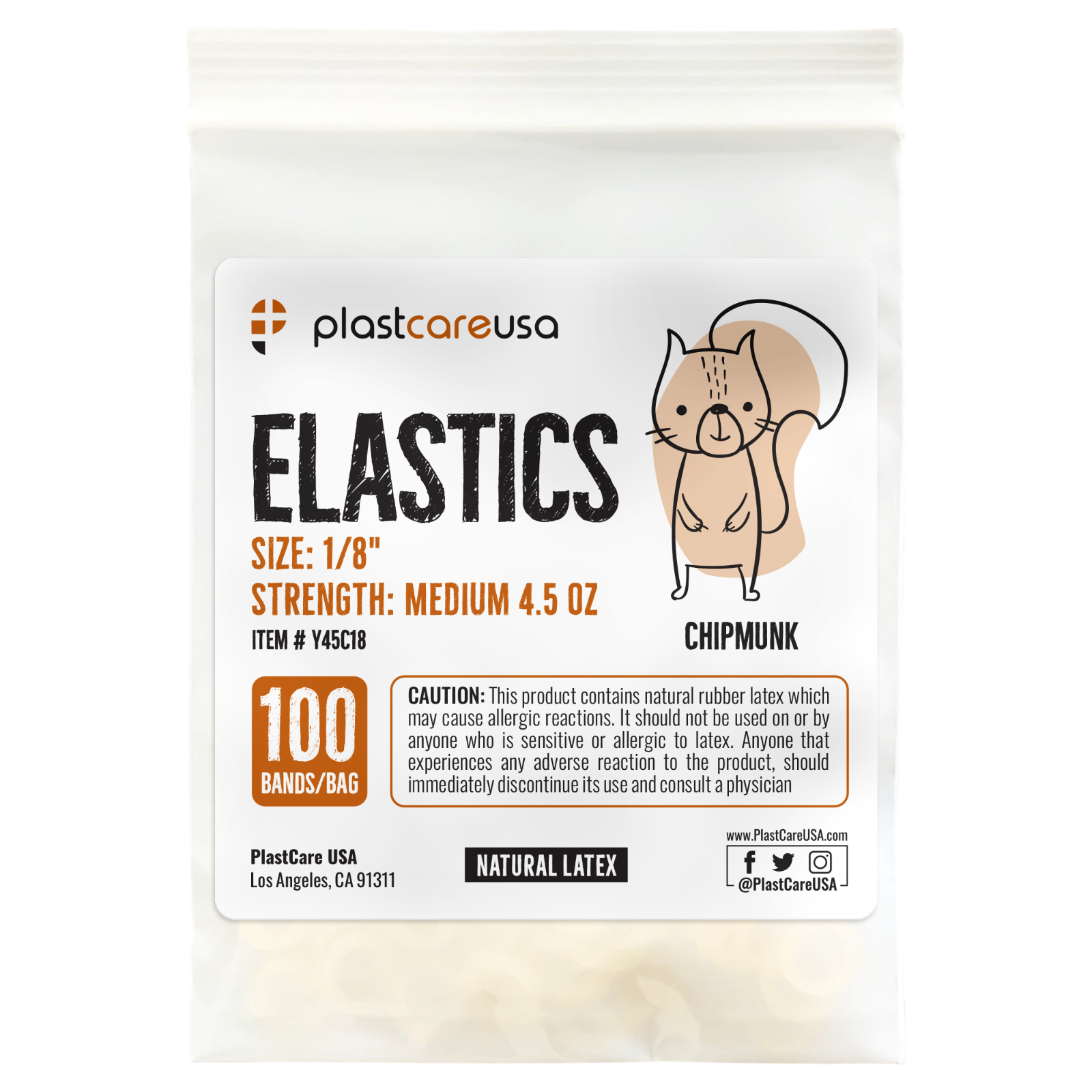 2000 Medium 4.5 Oz 1/8" Chipmunk Orthodontic Latex Elastic Rubber Bands ...