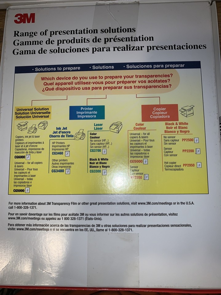 3M Transparency Film For Copiers 8.5 X 11" PP2950 100 sheets NEW | eBay