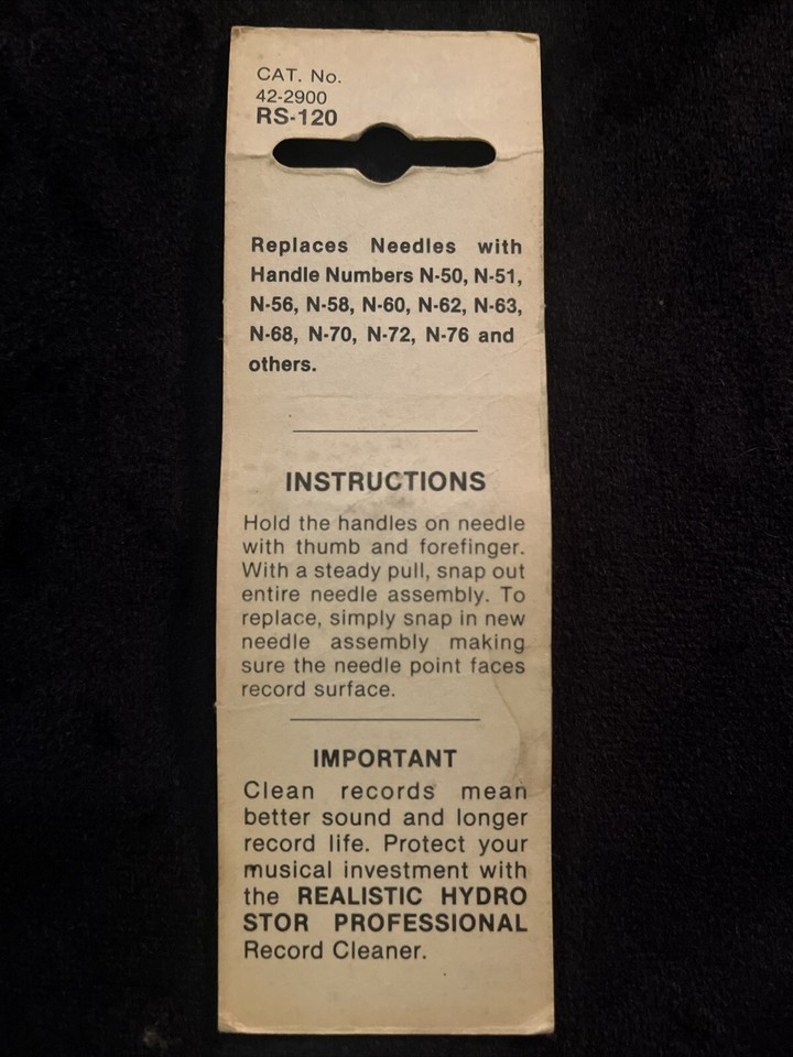 Realistic Diamond Phono Needle Radio Shack CAT. No 42-2900 RS -120 | eBay