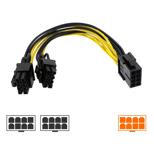 PCI-E 8 Pin to Dual 6/8pin PCIE PCI express GPU Power Adapter Splitter ...