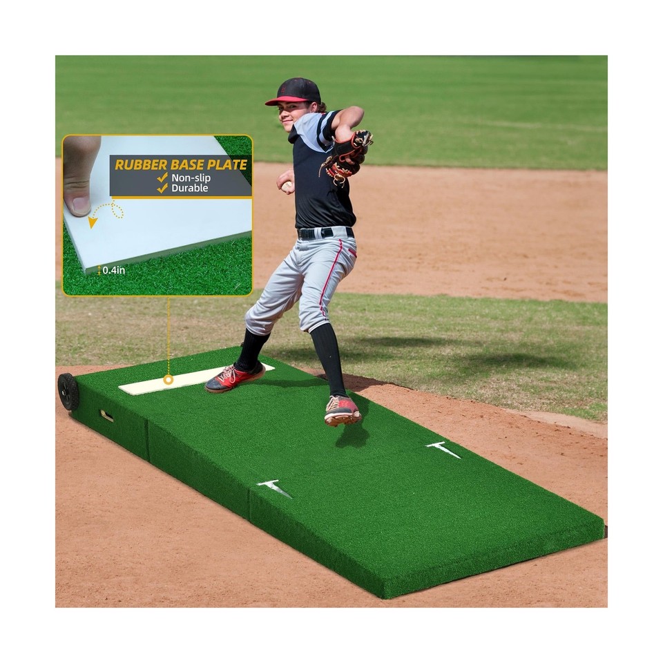 Pitching Mound, Portable Pitchers Mound with Non-Slip Rubber Plate ...