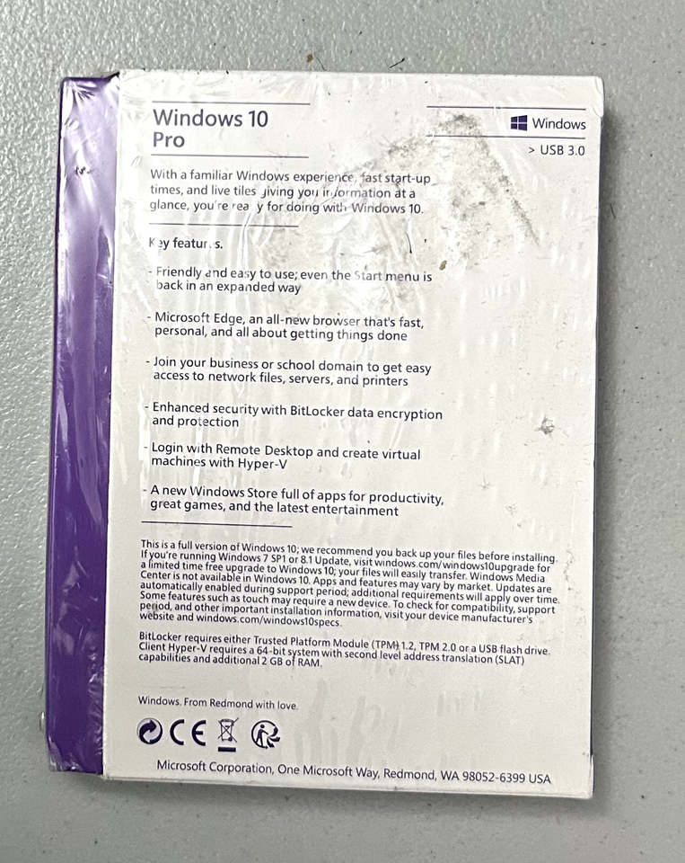 Microsoft Windows 10 Professional 32/64-Bit Retail Box USB Drive Sealed ...