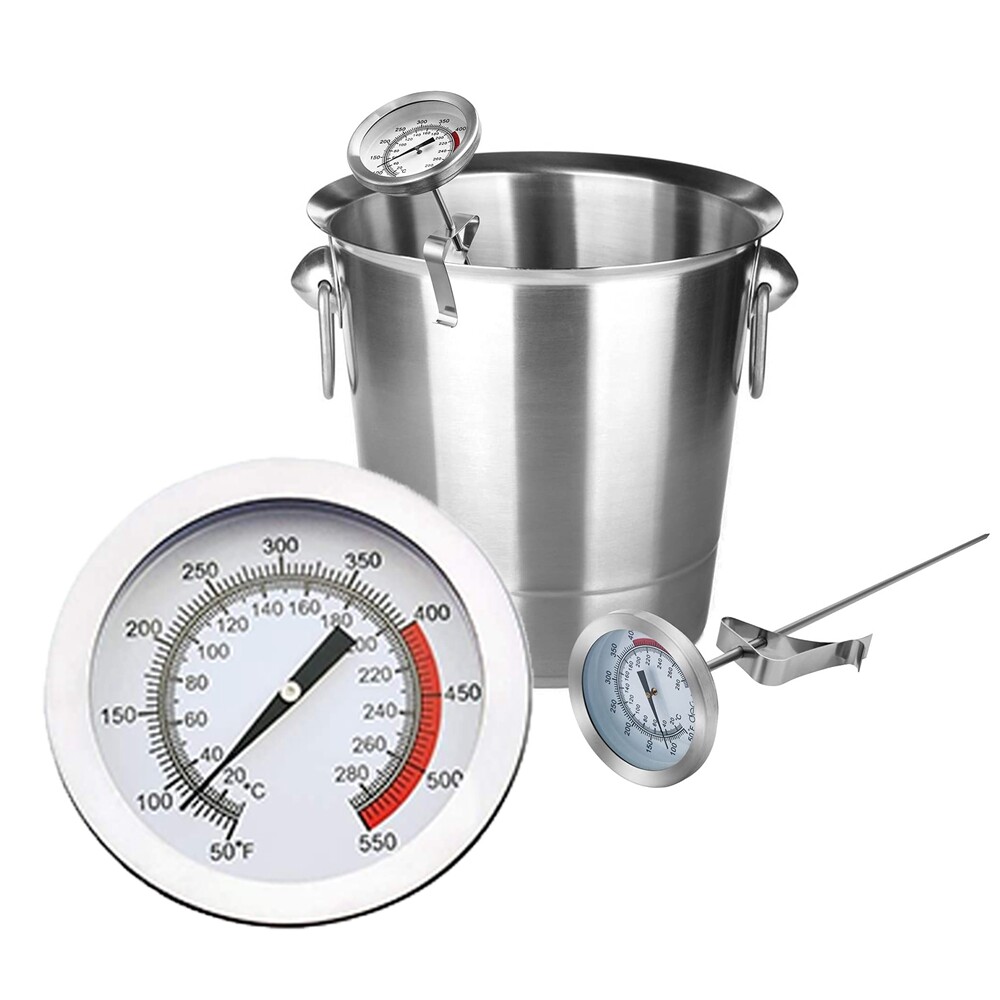 Stainless Steel Deep Fry Thermometer with Clip Instant Read Dial ...