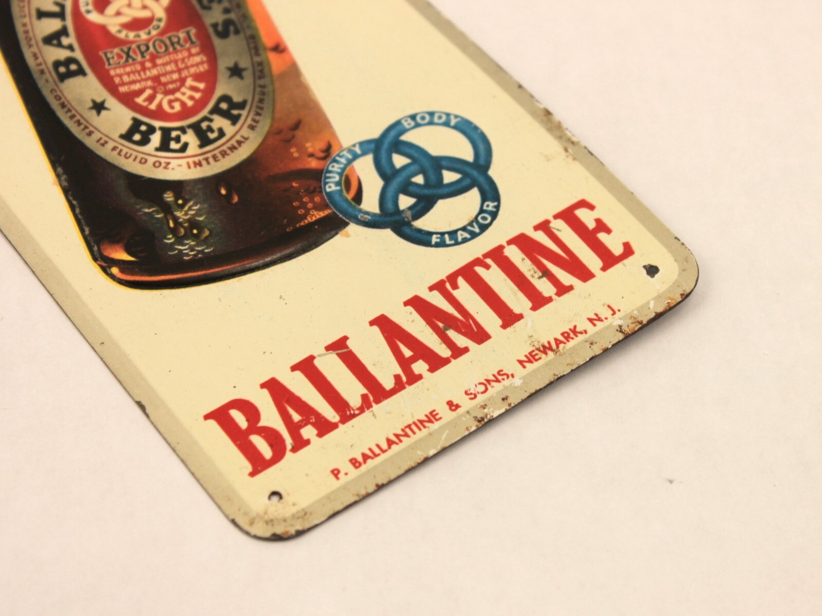 1940s P Ballantine & Sons Beer Embossed Metal Tin Door Push Advertising ...
