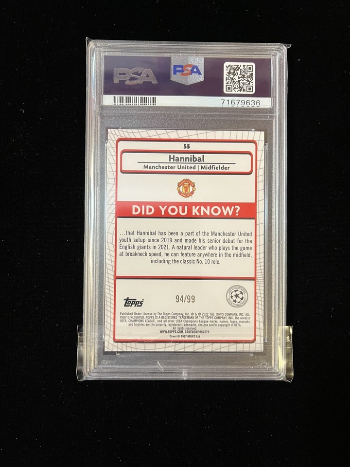 2021-22 Topps Merlin Chrome UEFA Hannibal Green Mojo /99 Rookie Man U ...