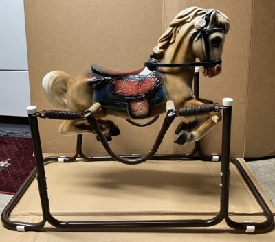 Vintage Rocking Wonder Horse Spring Bouncing Blow Mold Cowboy Western ...