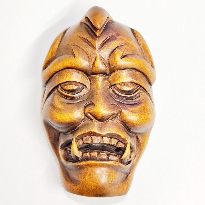 Y8776 - 20 Years Old 2" Hand Carved Boxwood Netsuke : Demon Mask | eBay