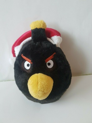 Angry Birds Black Bird 6in Plush Soft Stuffed Animal Toy Christmas hat ...