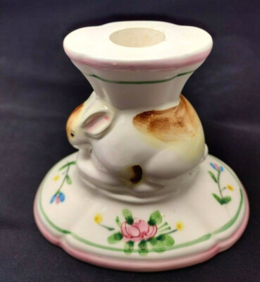 Haldon Group Porcelain Bunny Rabbit Taper Candle Holder 4" Spring ...
