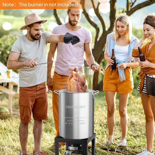 30 Qt. Turkey Deep Fryer Pot w/ Lid & Basket Premium Aluminum Seafood ...