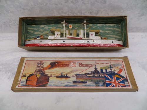 Vintage Navy Wooden Commemorative Model Gun Boat Ship & Original Box ...