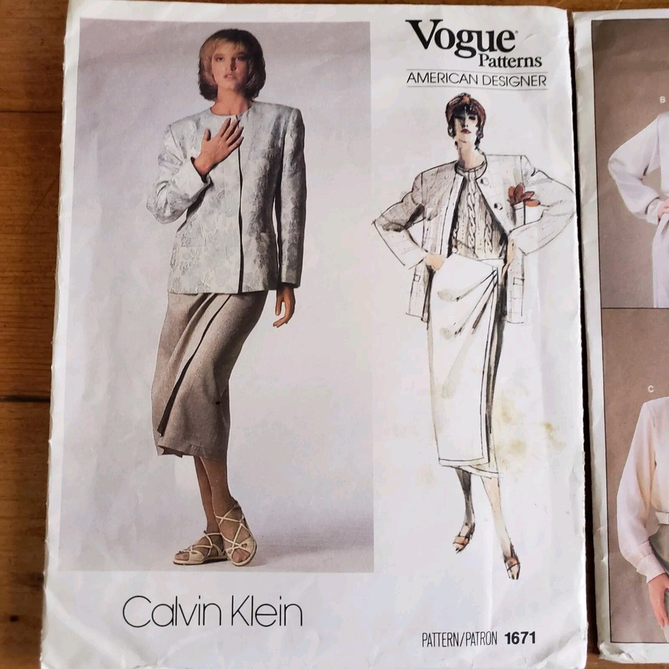 Vtg Vogue American Designer Sewing Patterns Calvin Klein Dress Top ...