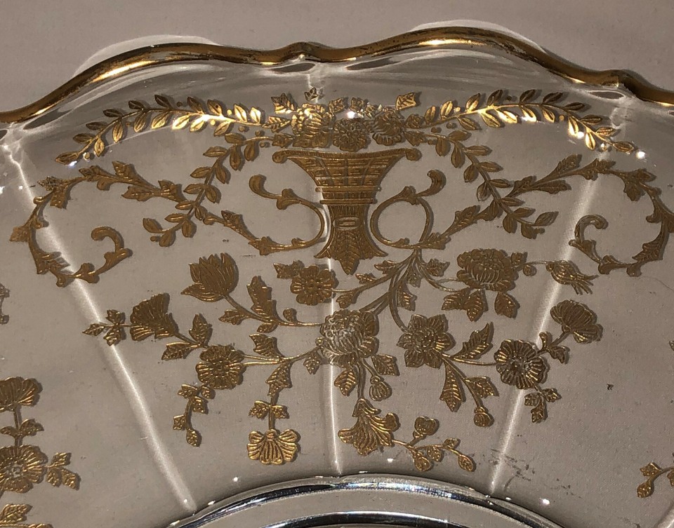 Cambridge PORTIA CRYSTAL W/GOLD ENCRUSTED 14" TORTE PLATE #3900/166 | eBay