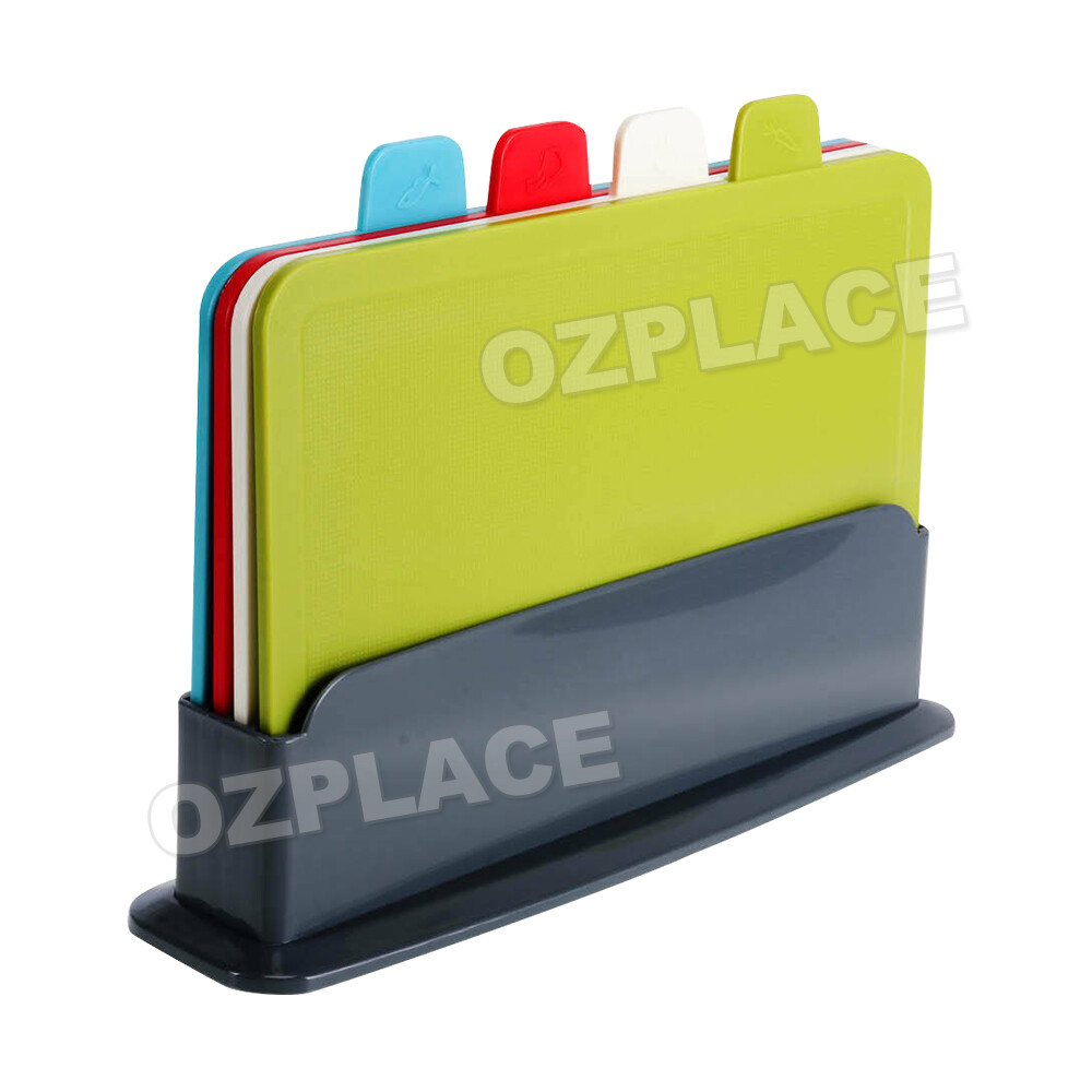 Coloured Chopping Board Set Cutting Boards Index With Stand Holder ...
