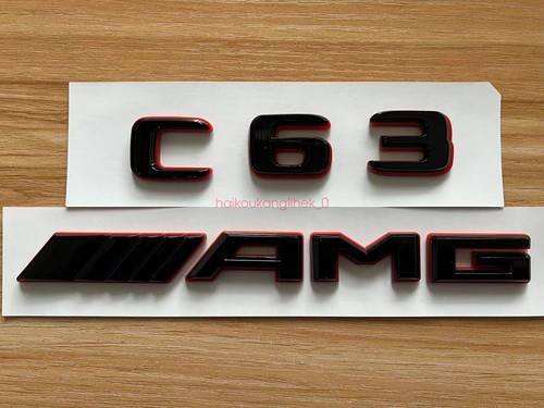Black RED Number Letters Rear Trunk Badge Emblem for Mercedes C63 AMG ...