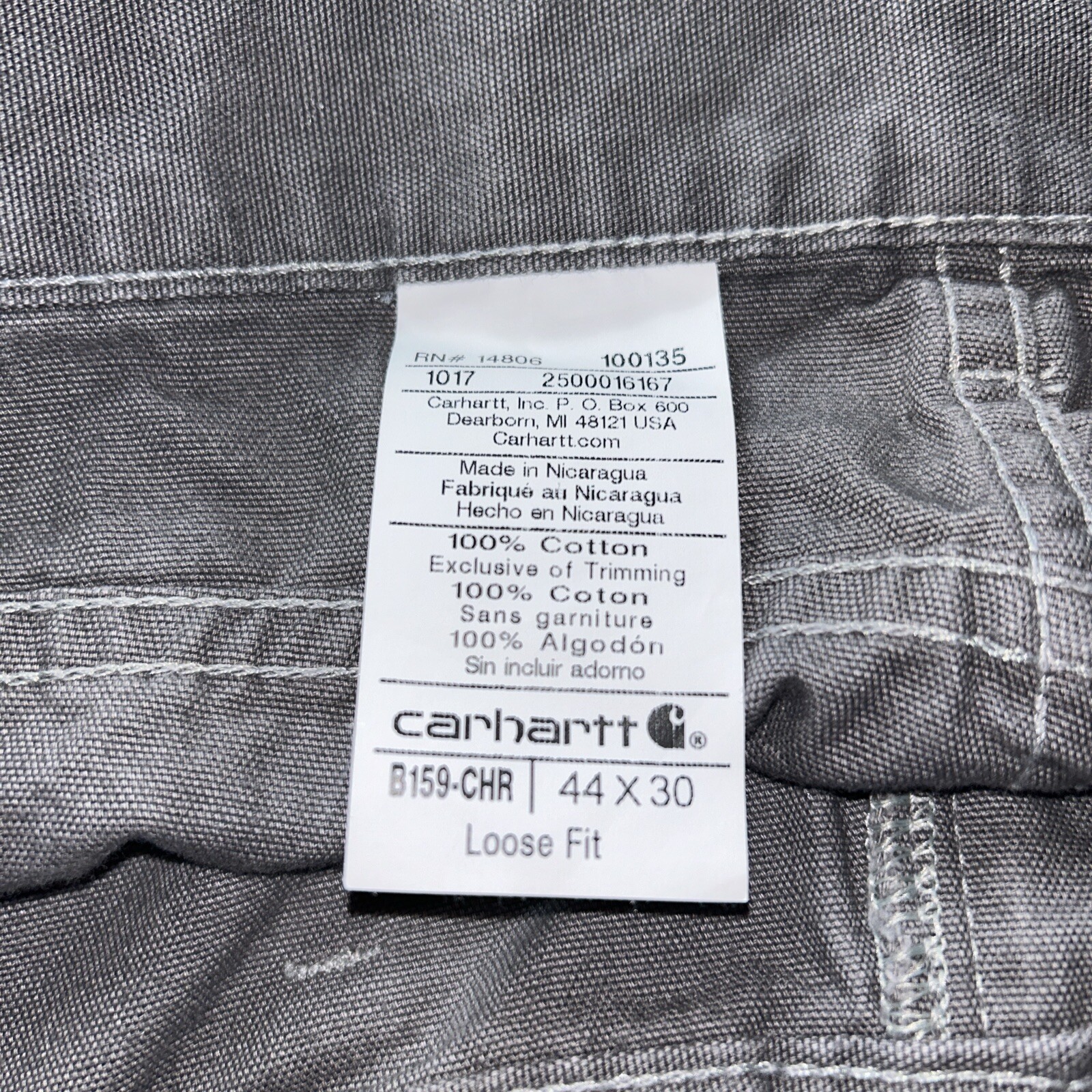 Carhartt B159 CHR (Tag44x30) Loose Fit Canvas Carpenter Pants Loose ...