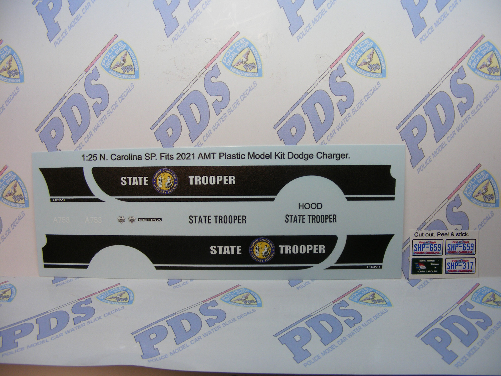 North Carolina State Trooper 1/25 Water slide Decal Set 4 AMT Model ...