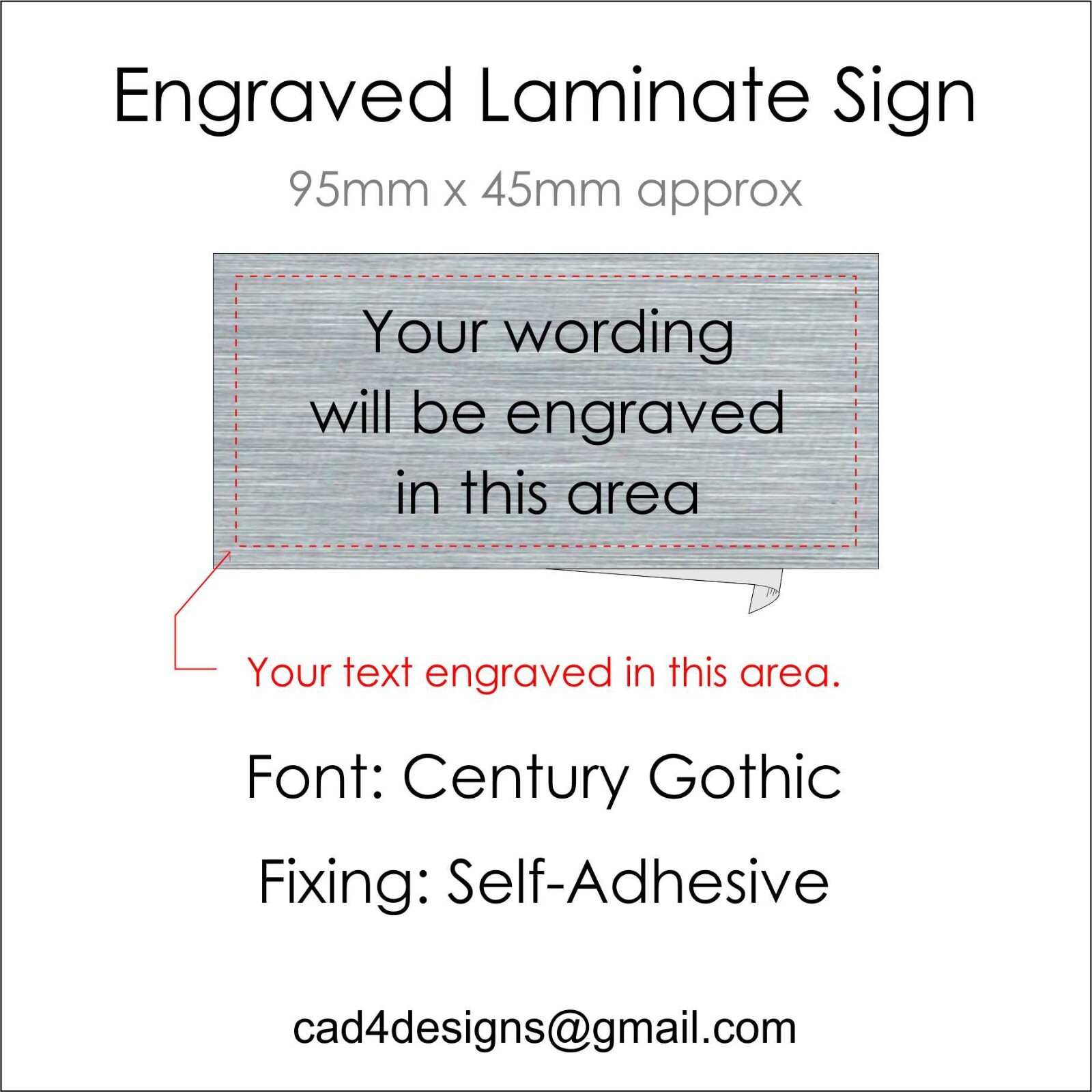 Engraved Waterproof Silver Plastic Laminate Sign Plaque 95 x 45mm your ...