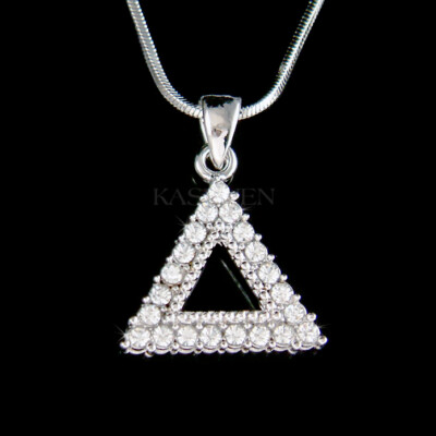 ~Triangle Geometric made with Swarovski Crystal Minimalist Necklace ...