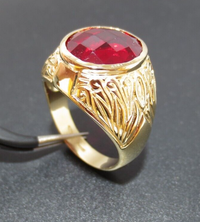 STUNNING 18K YG MEN'S RUBY RING SZ 10 13.31 grams (G129435-1) | eBay
