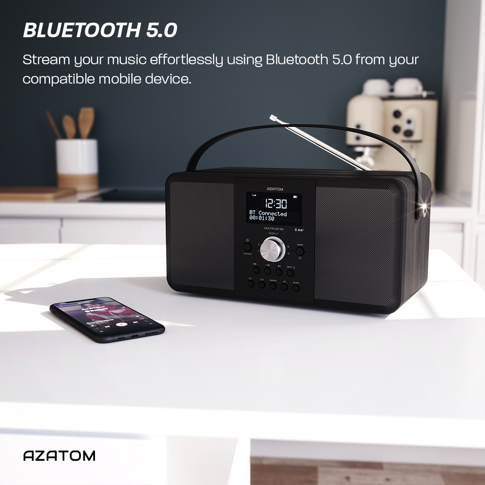 Azatom DAB+ FM Radio Clock Stereo Speaker Alarm Bluetooth - Multiplex ...