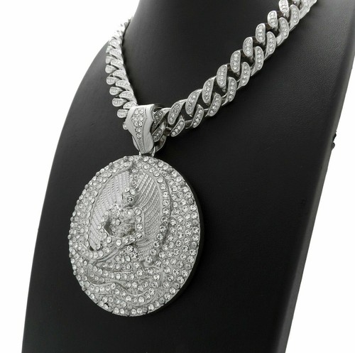 2PAC EUPHANASIA PENDANT SILVER ICED DIAMOND CUBAN LINK CHAIN NECKLACE ...