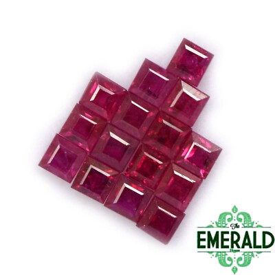 2.50 mm Natural Ruby Square Cut Lot 15 Pcs 2.76 CTS Faceted Loose ...