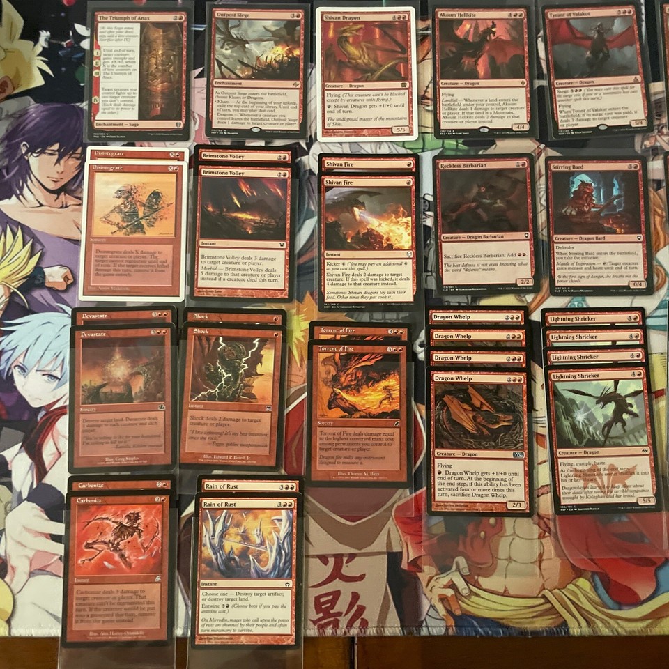 MTG RED DRAGON 45 Card Deck, Rare, Uncommon, Saga, Damage, Destroy Land ...