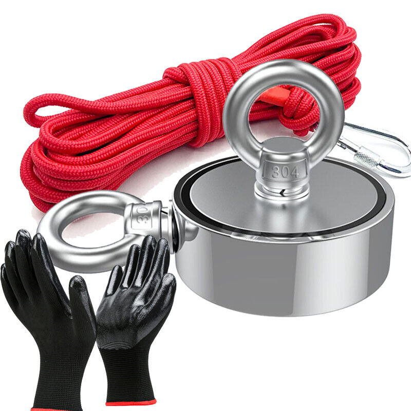 800 1300LB Neodymium Fishing Magnets Pulling Force Super Strong Round ...