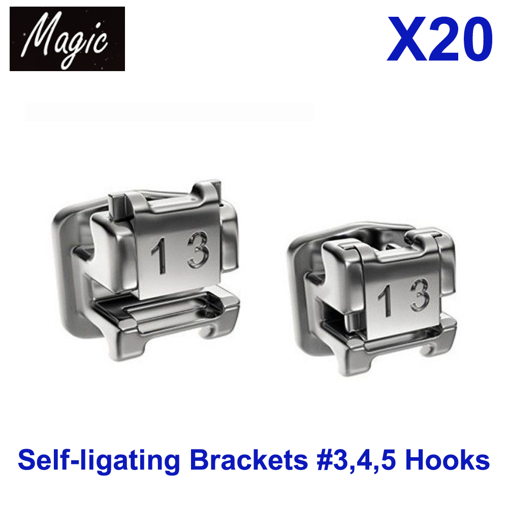 Dental Orthodontic Magic Self Ligating Metal Brackets 3,4,5 Hooks 20pcs ...