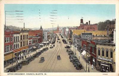 Council Bluffs Iowa Upper Broadway Birdseye View Antique Postcard ...