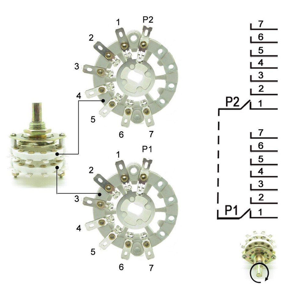 Band Switch Rotary Channel Selector 1-3 Deck 1-3 Pole 6-11 Position ...