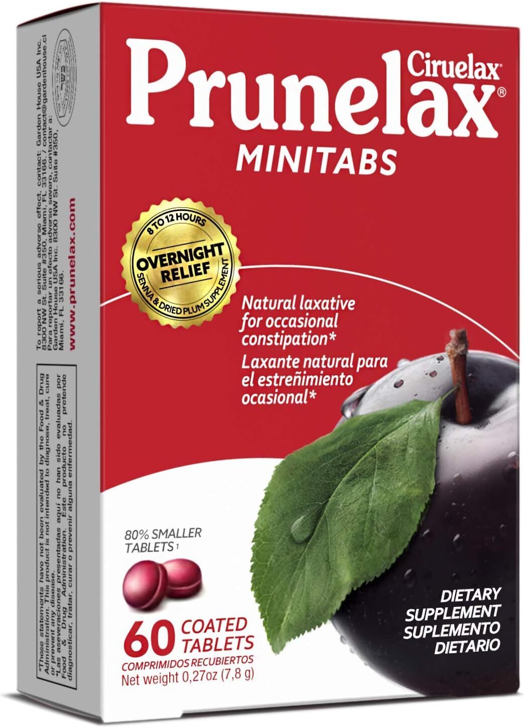 Prunelax Ciruelax Laxative Regular Strength Minitabs for Constipation ...