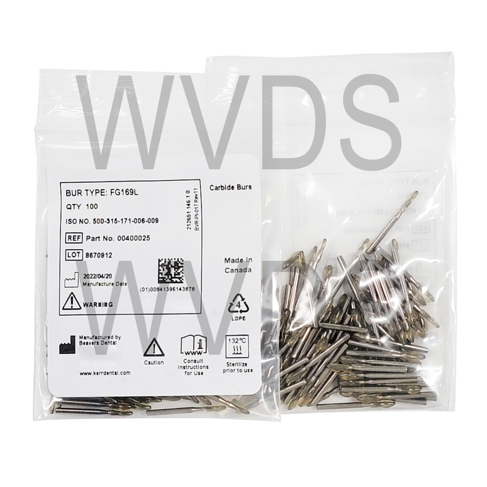 Kerr Carbide Burs FG169L Beaver FG 169L Bur #169L Friction Grip 100-10 ...