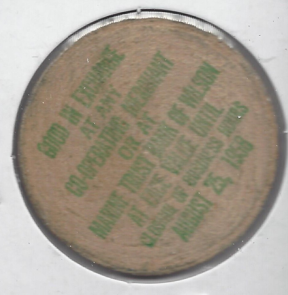 1858-1958, Wilson Centennial (Probably New York), Trade Token, Wooden ...